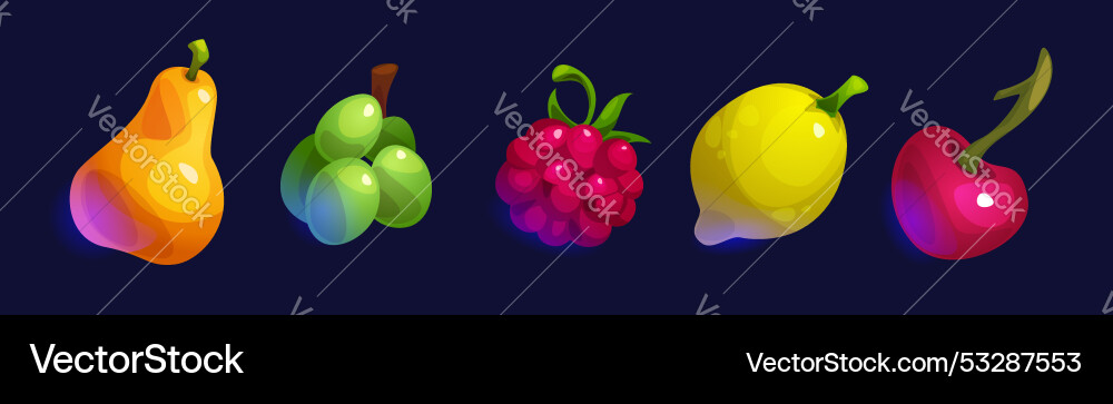 Casino slot fruit ui element set for game Vector Image
