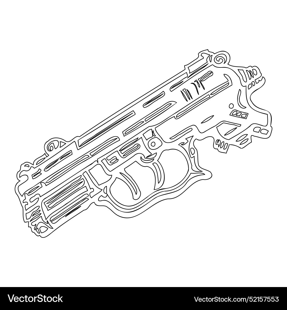 Gun galaxy outline sketch Royalty Free Vector Image