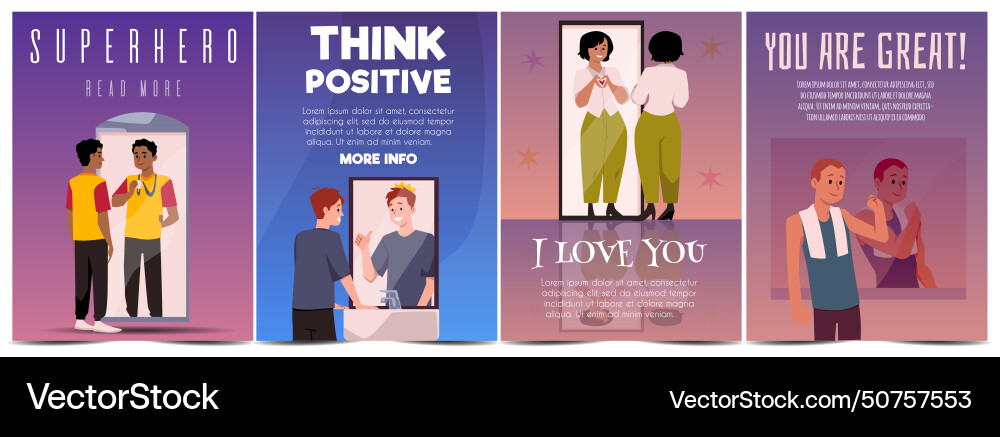 Happy people look at their reflection in the Vector Image