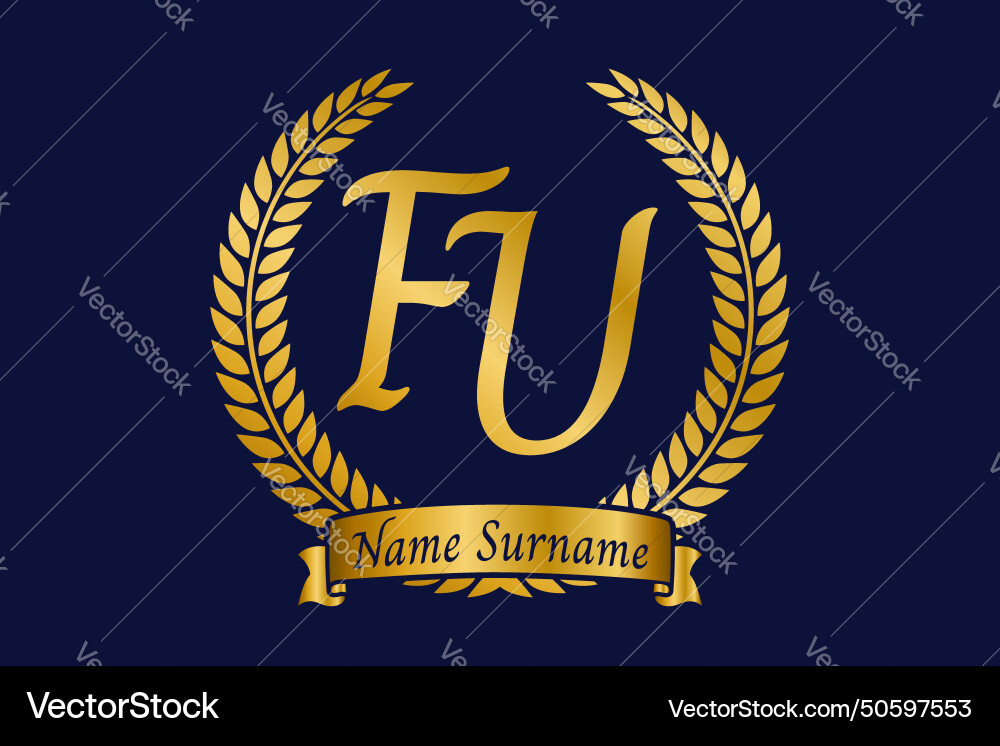 Initial letter f and u fu monogram logo design Vector Image
