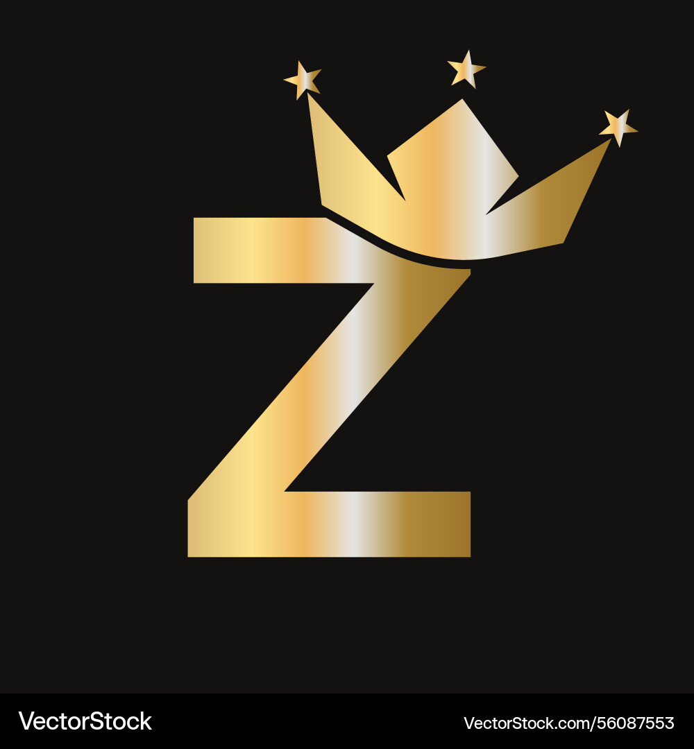 Letter z crown logo for queen sign beauty fashion Vector Image