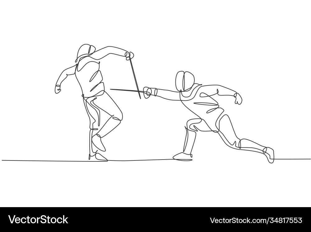 One continuous line drawing two young men Vector Image