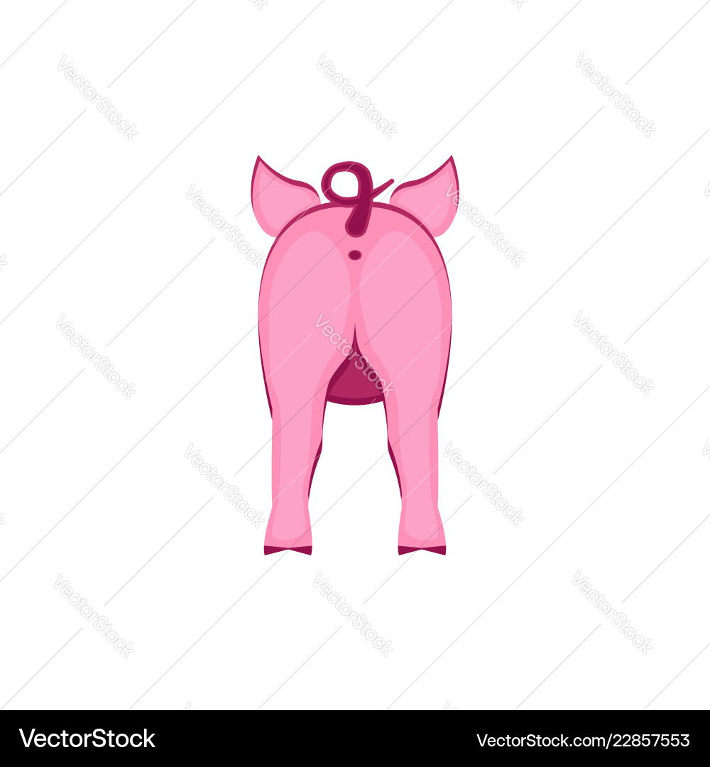 Pig butt piggy with a tail back view Royalty Free Vector