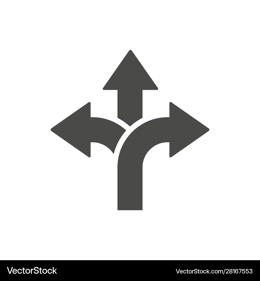 Three Way Direction Arrow Icon Royalty Free Vector Image