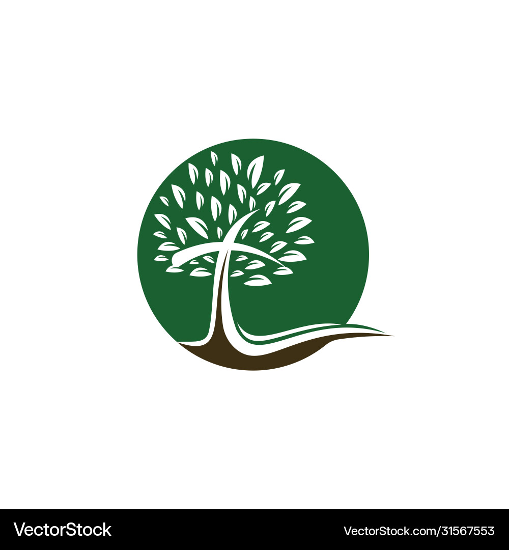 Tree religious cross symbol icon design Royalty Free Vector