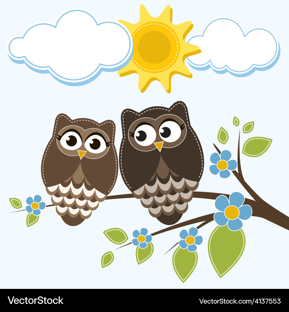Two owls Royalty Free Vector Image - VectorStock