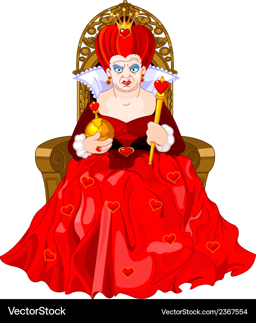 Angry queen on throne Royalty Free Vector Image