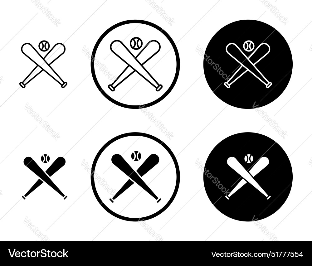 Baseball icon set sport symbol in black Royalty Free Vector