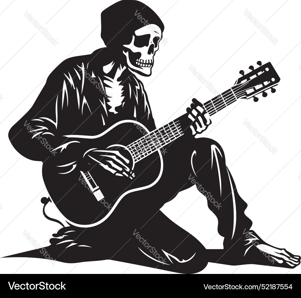 Bone strings melody skeleton with guitar design Vector Image