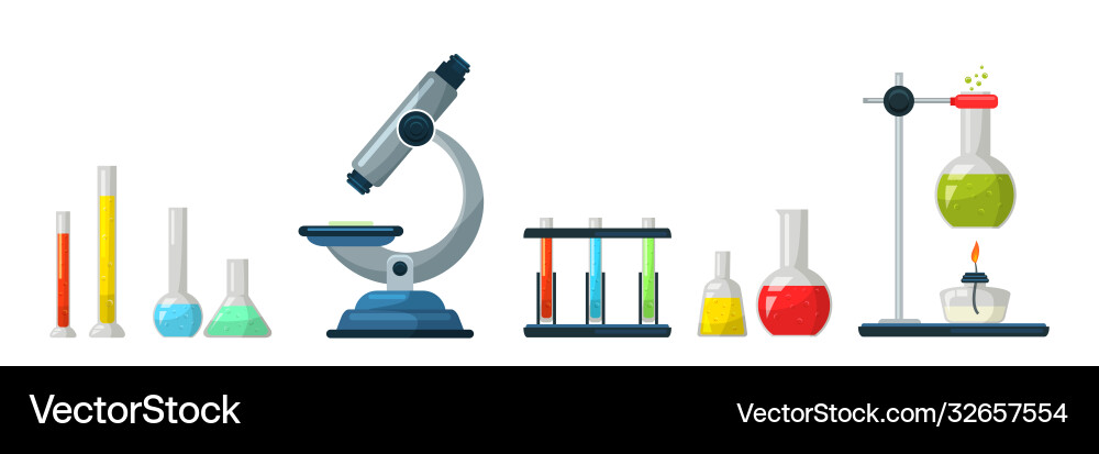 Chemical lab equipment flat Royalty Free Vector Image