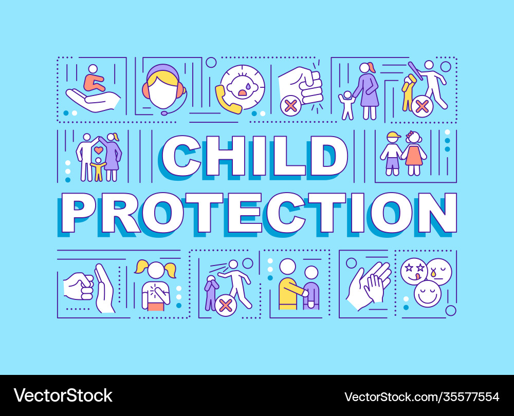 Child protection word concepts banner Royalty Free Vector