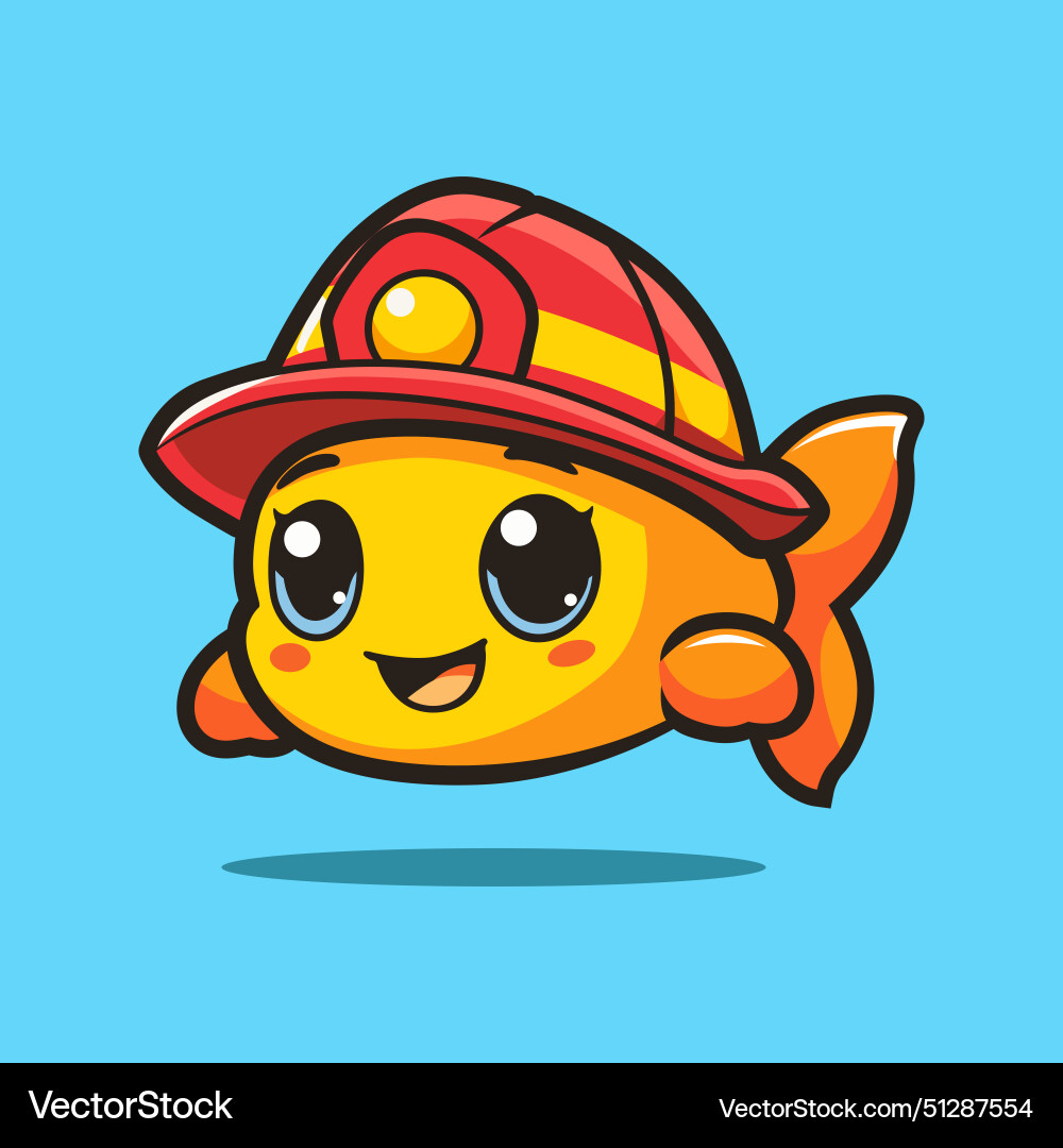 Fish firefighter cute cartoon Royalty Free Vector Image