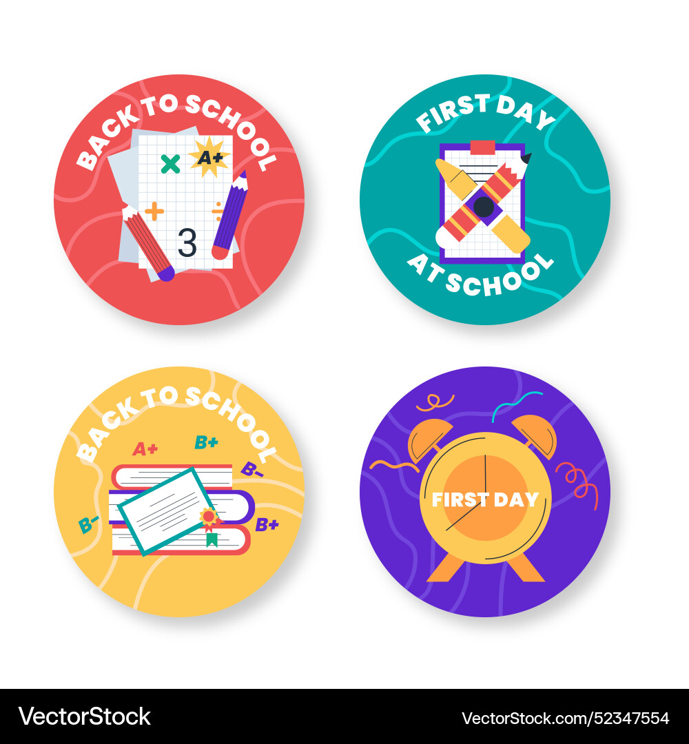 Flat back to school labels collection Royalty Free Vector