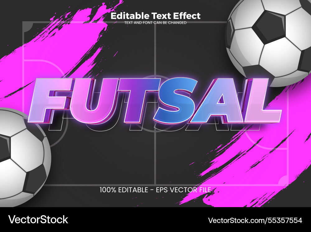 Futsal editable text effect in modern trend style Vector Image