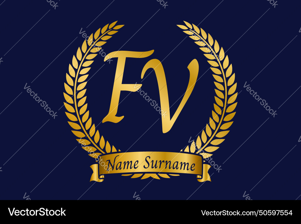 Initial letter f and v fv monogram logo design Vector Image
