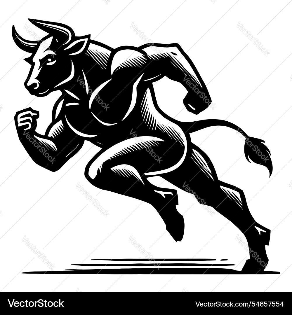 Muscular bull running Royalty Free Vector Image