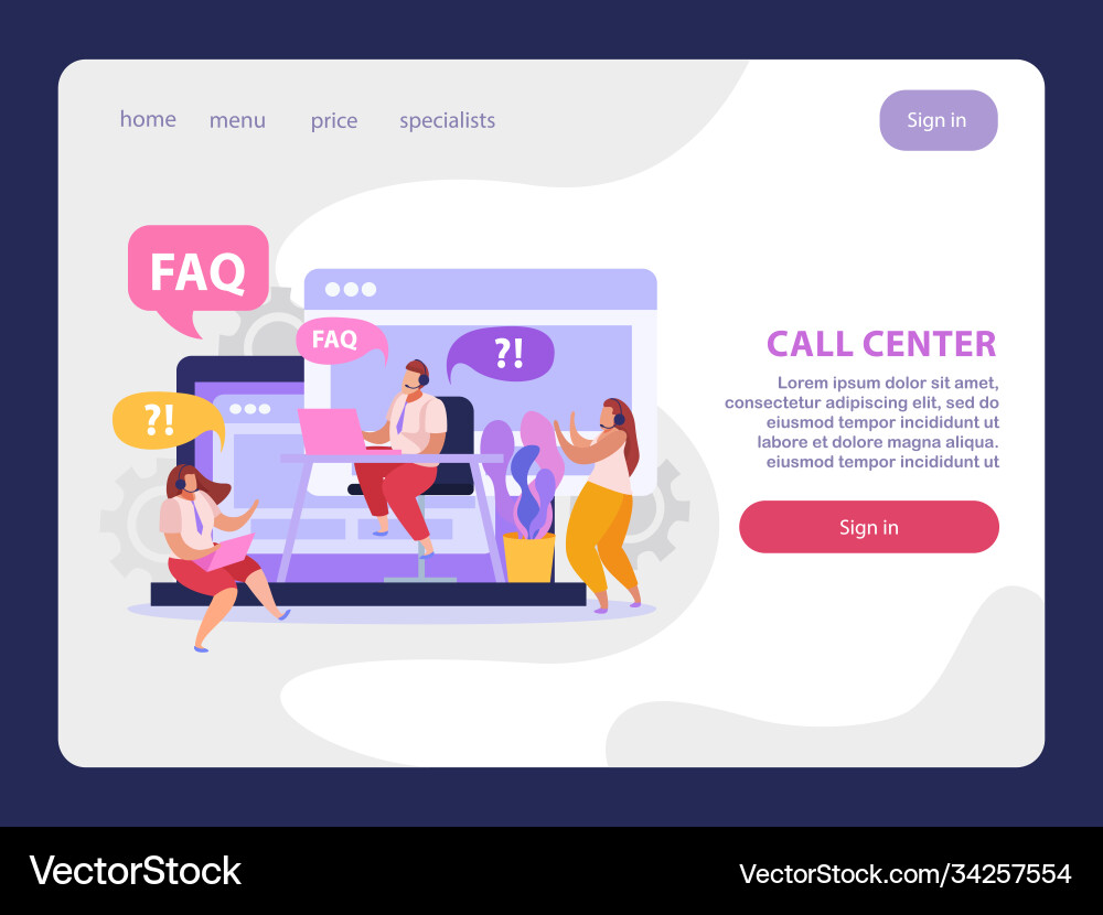 Online support landing page Royalty Free Vector Image