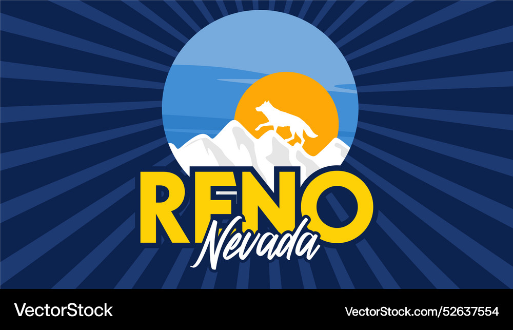 Reno nevada with beautiful blue sky Royalty Free Vector