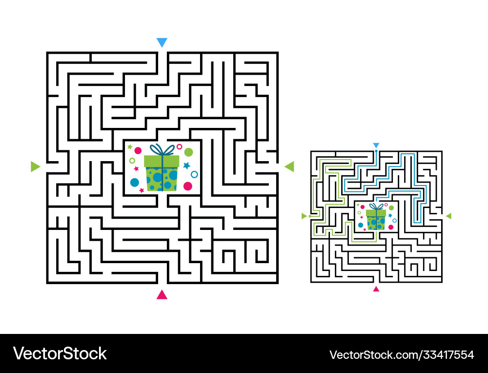 Square maze labyrinth game for kids Royalty Free Vector