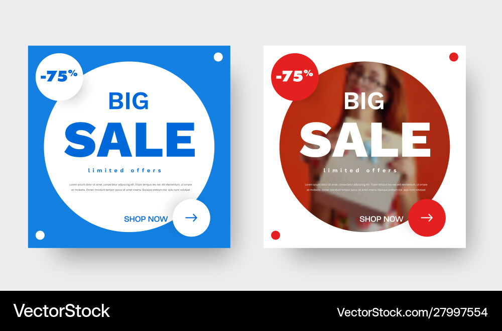 Template square blue and white banner Royalty Free Vector