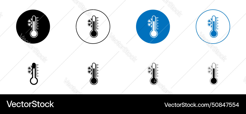 Thermometer cold icon set winter freezing Vector Image