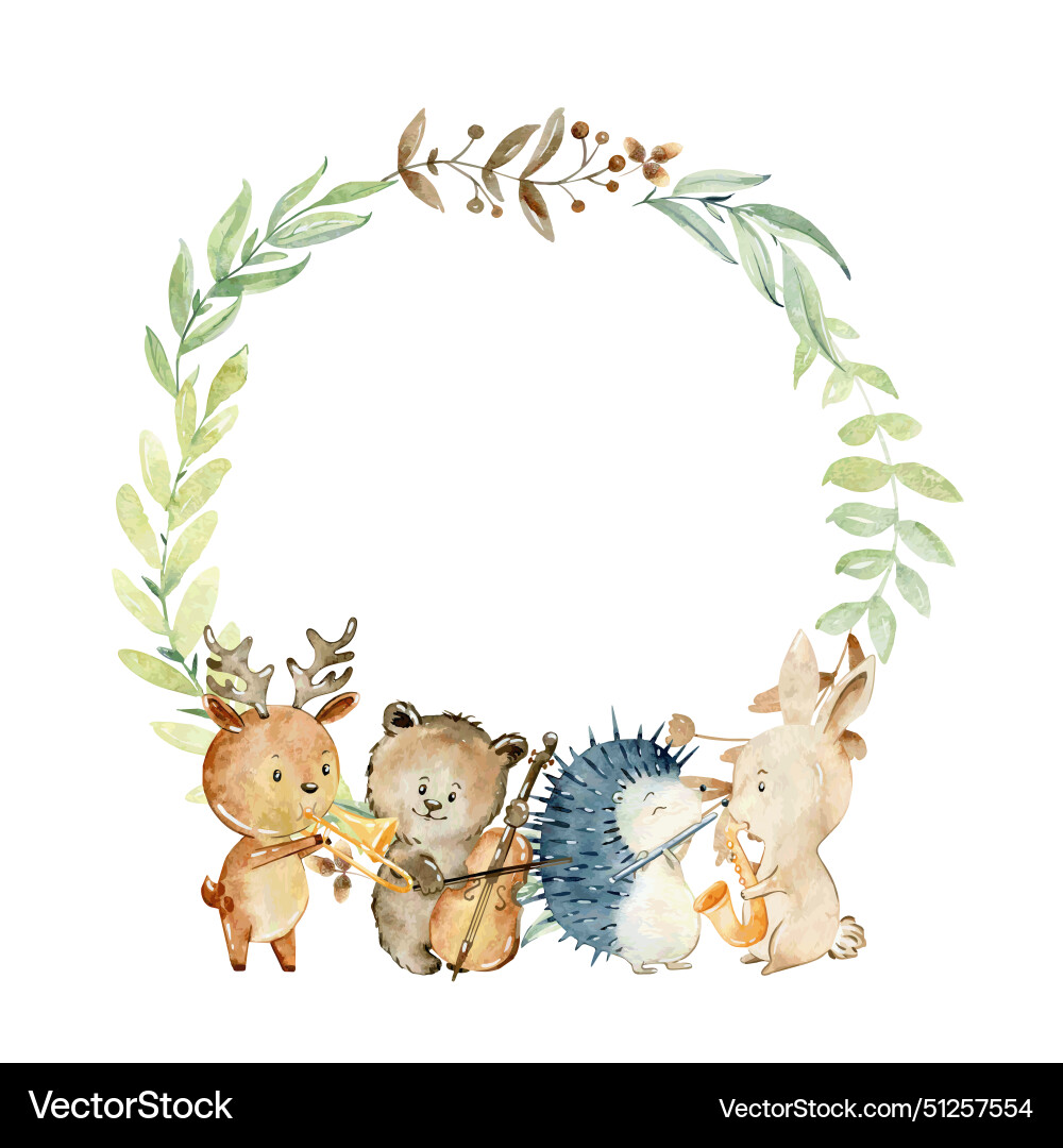 Watercolor forest frame Royalty Free Vector Image