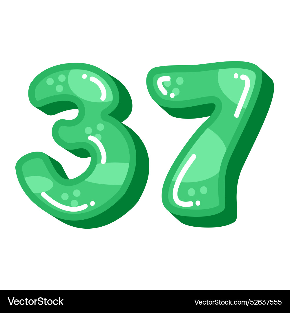 Cute funny number 37 thirty seven image Royalty Free Vector