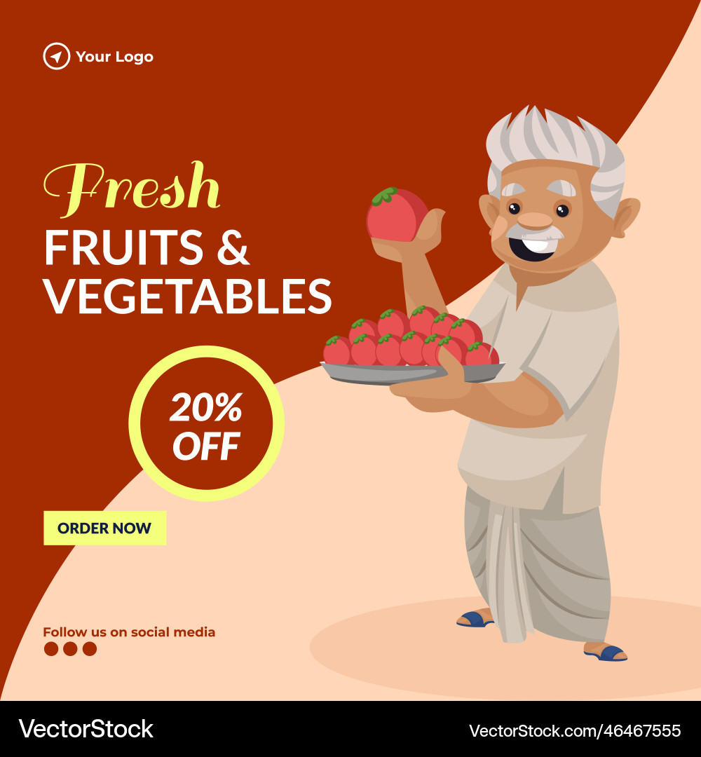 Fresh fruits and vegetables banner design Vector Image