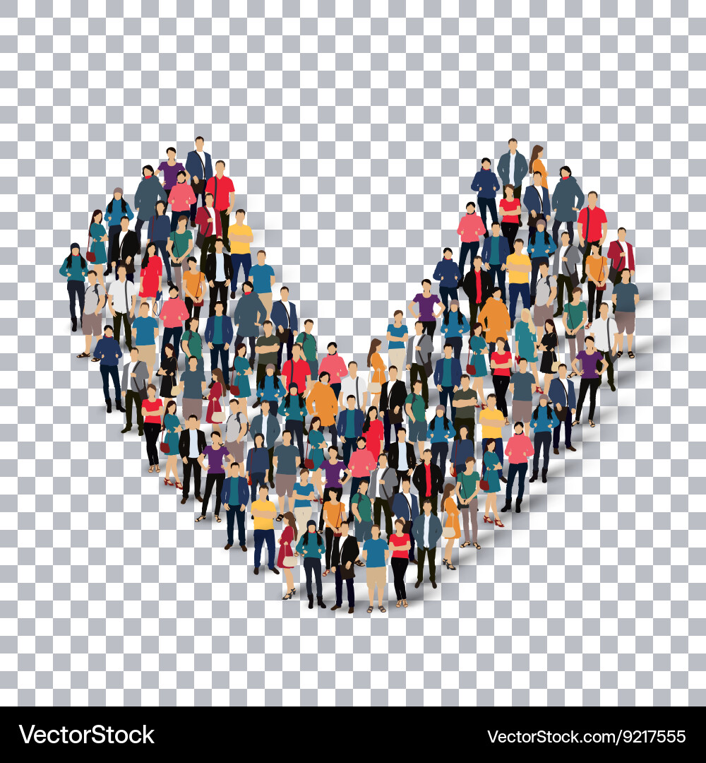 Group of People Forming V Shape Royalty Free Vector Image