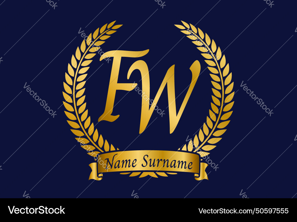 Initial letter f and w fw monogram logo design Vector Image