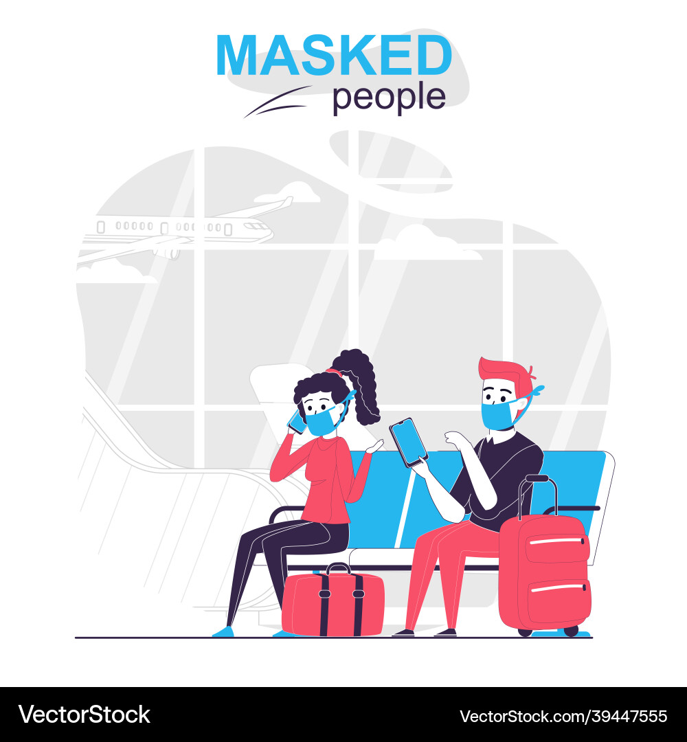 Masked people isolated cartoon concept Royalty Free Vector