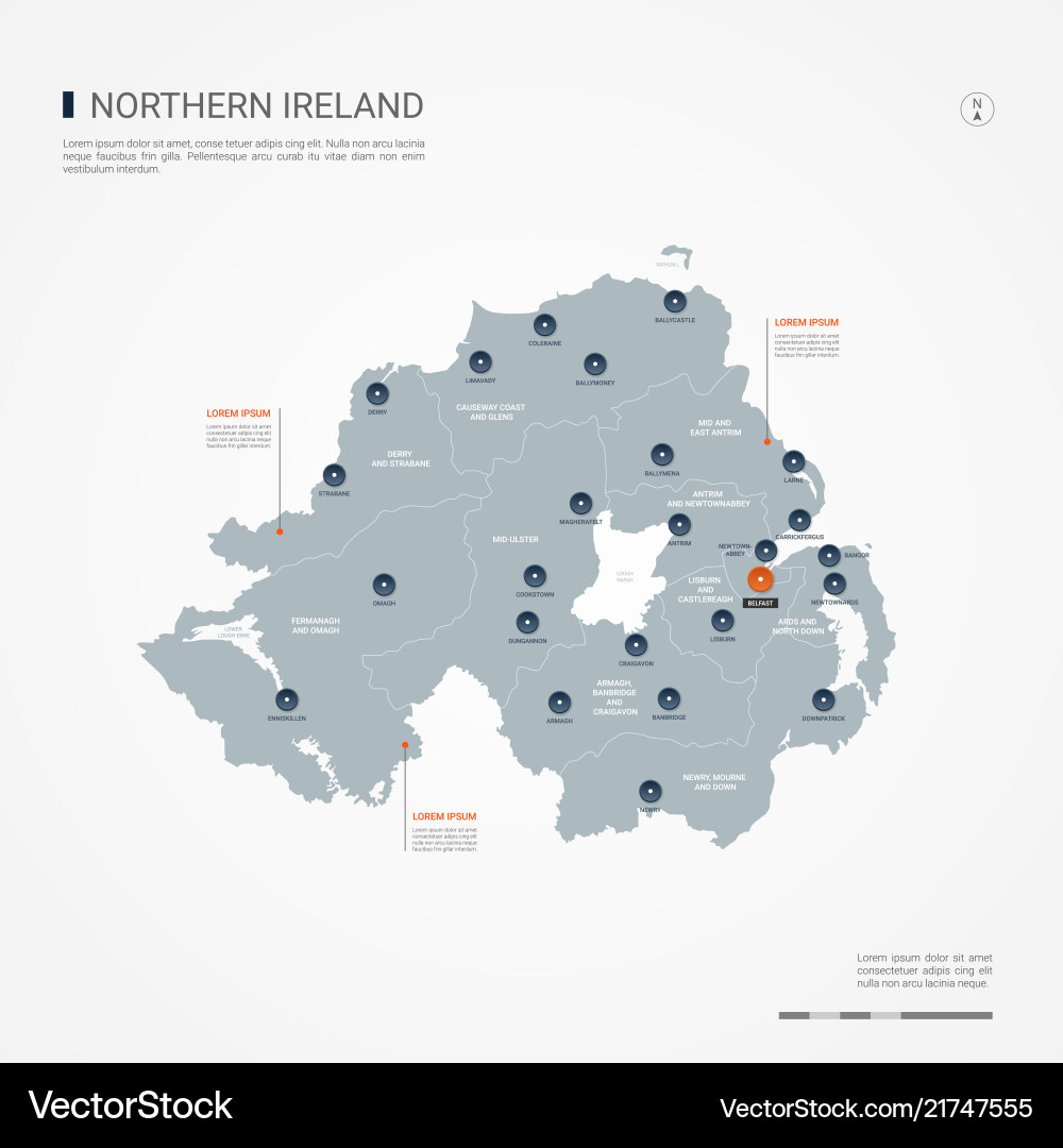 Northern ireland infographic map Royalty Free Vector Image