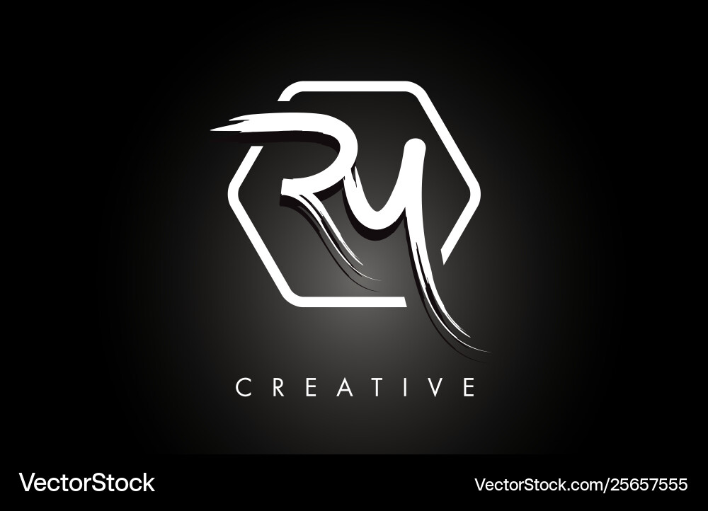 Ry r y brushed letter logo design with creative Vector Image