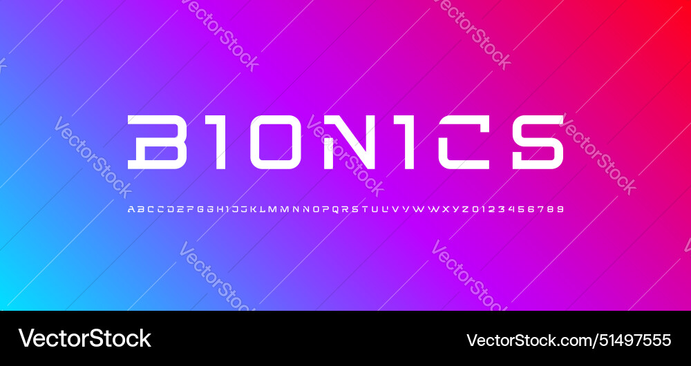 Trendy modern alphabet technology font Royalty Free Vector
