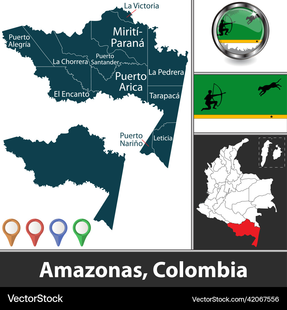 Amazonas department colombia Royalty Free Vector Image