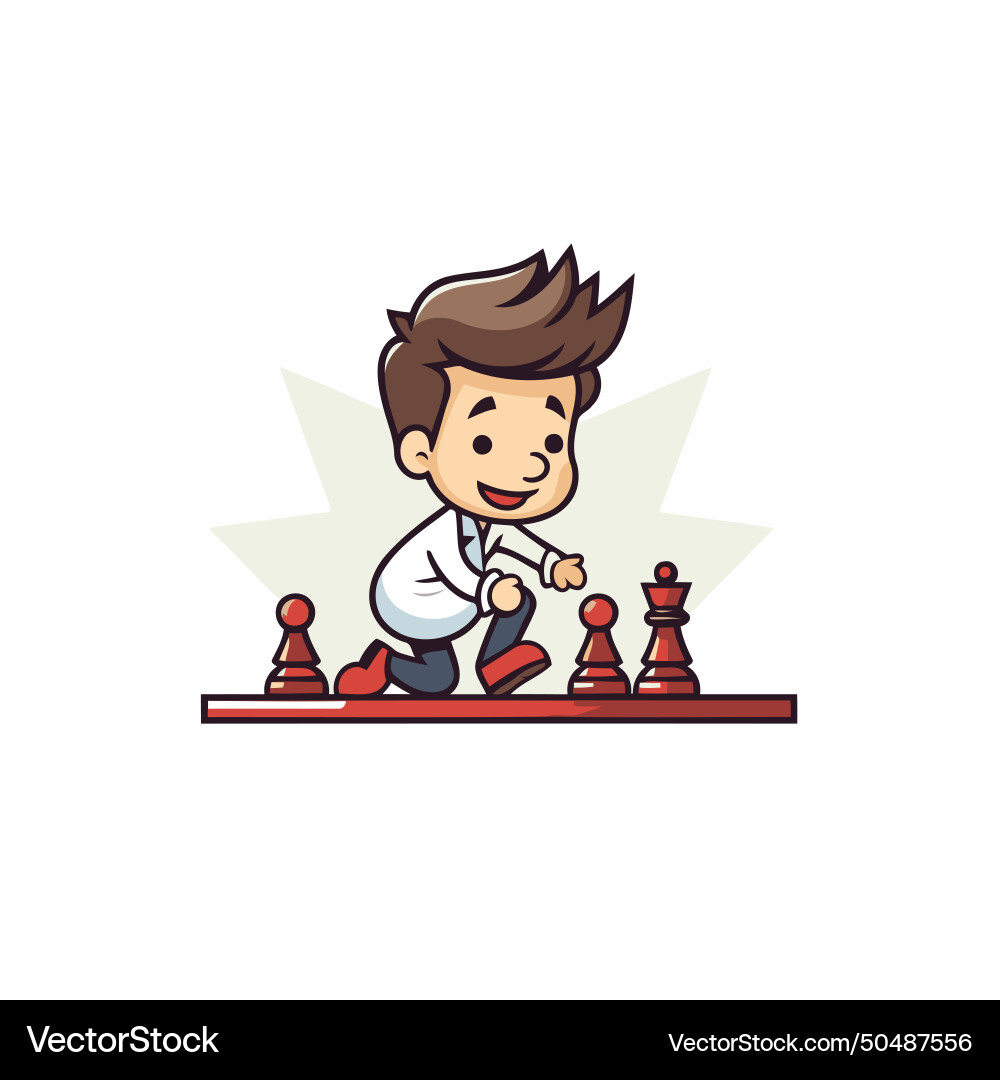 Businessman playing chess cartoon character Vector Image