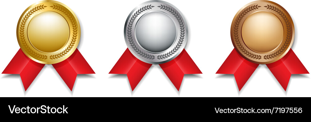 Gold silver and bronze medals Royalty Free Vector Image