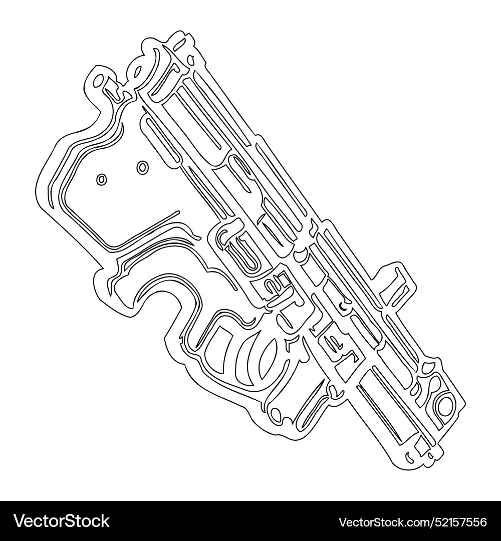 Gun galaxy outline sketch Royalty Free Vector Image