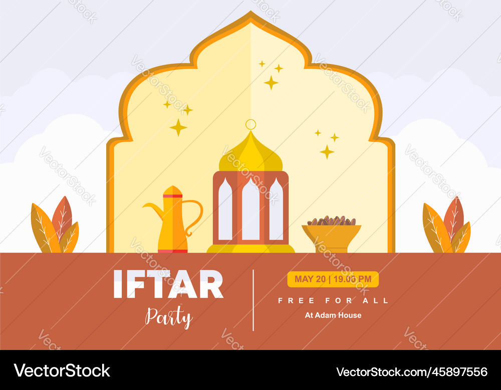 Iftar party celebration concept banner sweet Vector Image