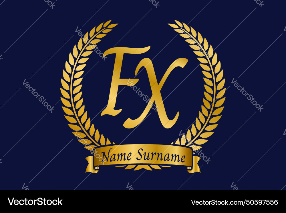 Initial letter f and x fx monogram logo design Vector Image