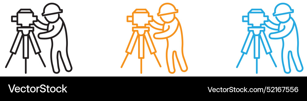 Land surveyor icon logo set collection for web Vector Image