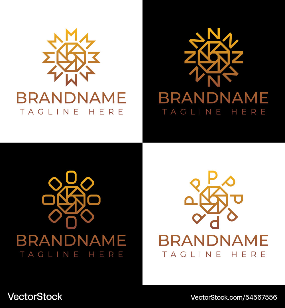 Multiple letter m n o p aperture symbolizing Vector Image