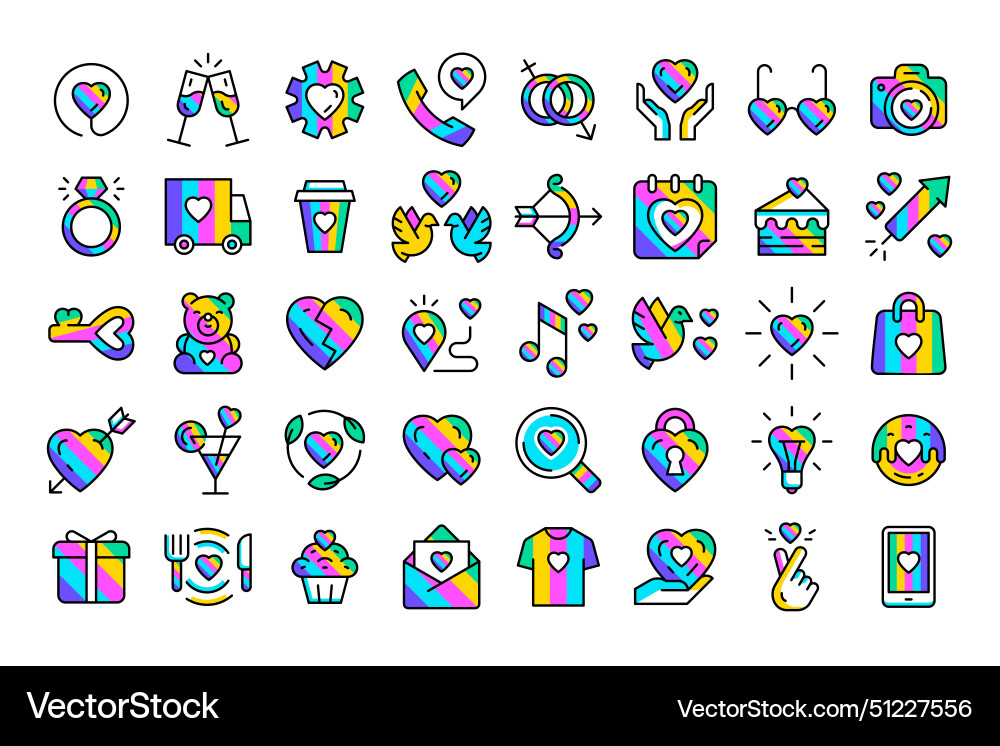 Pride lgbtq icon set Royalty Free Vector Image