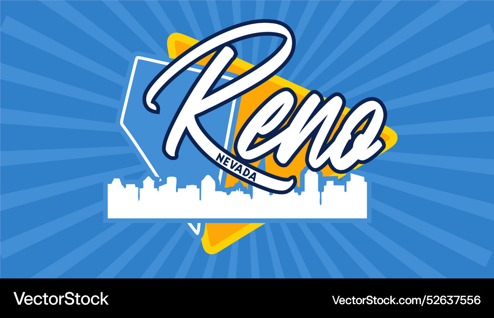 Reno nevada with beautiful blue sky Royalty Free Vector