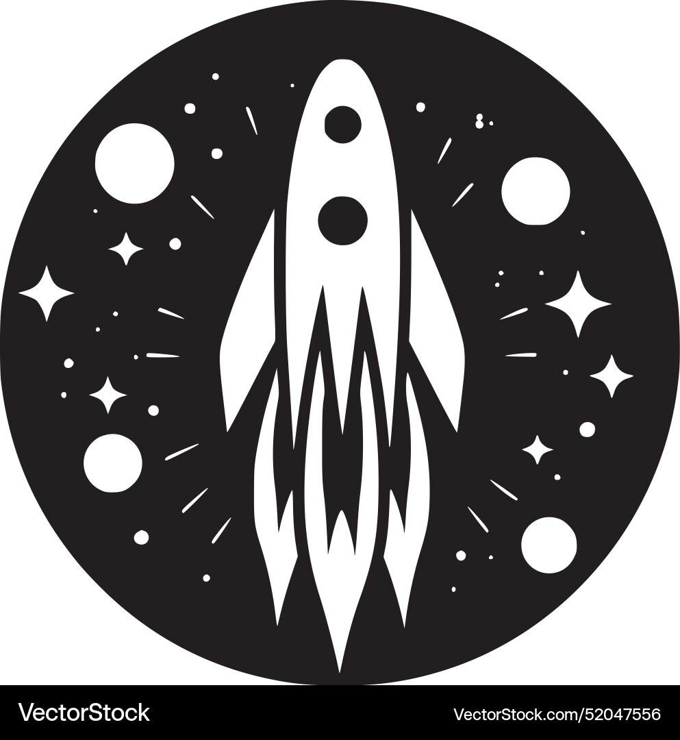Rocket - black and white Royalty Free Vector Image