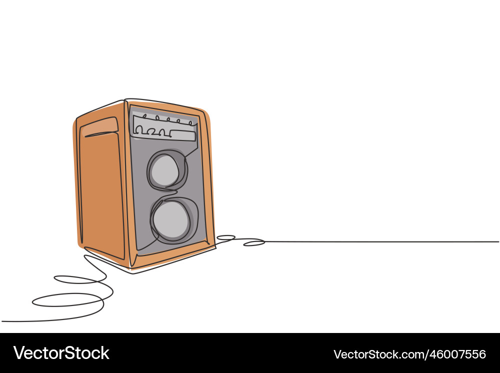 Single continuous line drawing sound speaker Vector Image