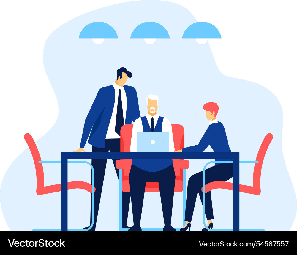 Business team collaborating on a project using Vector Image