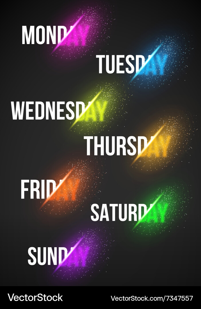 Calendar week days with explosion effect Vector Image