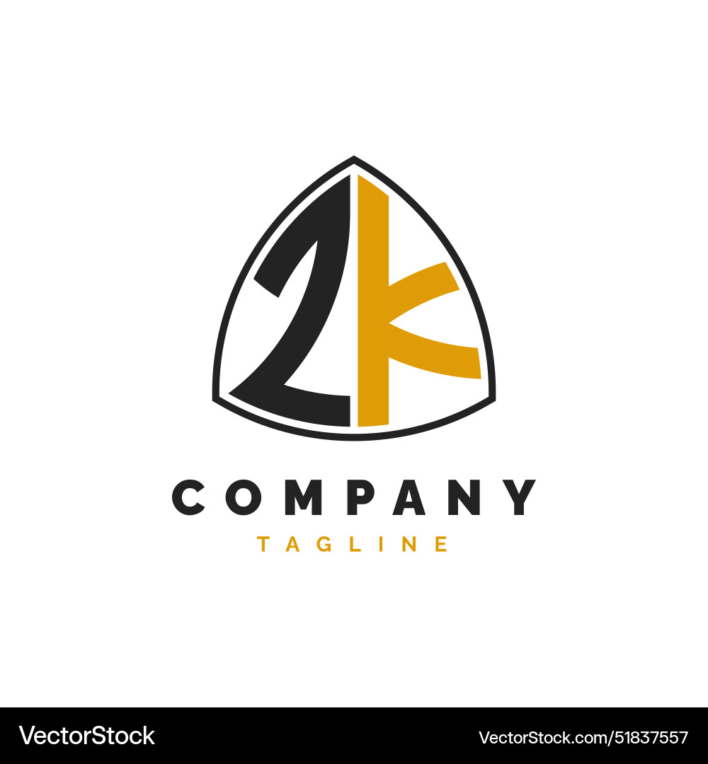 Initial letter zk logo design alphabet Royalty Free Vector