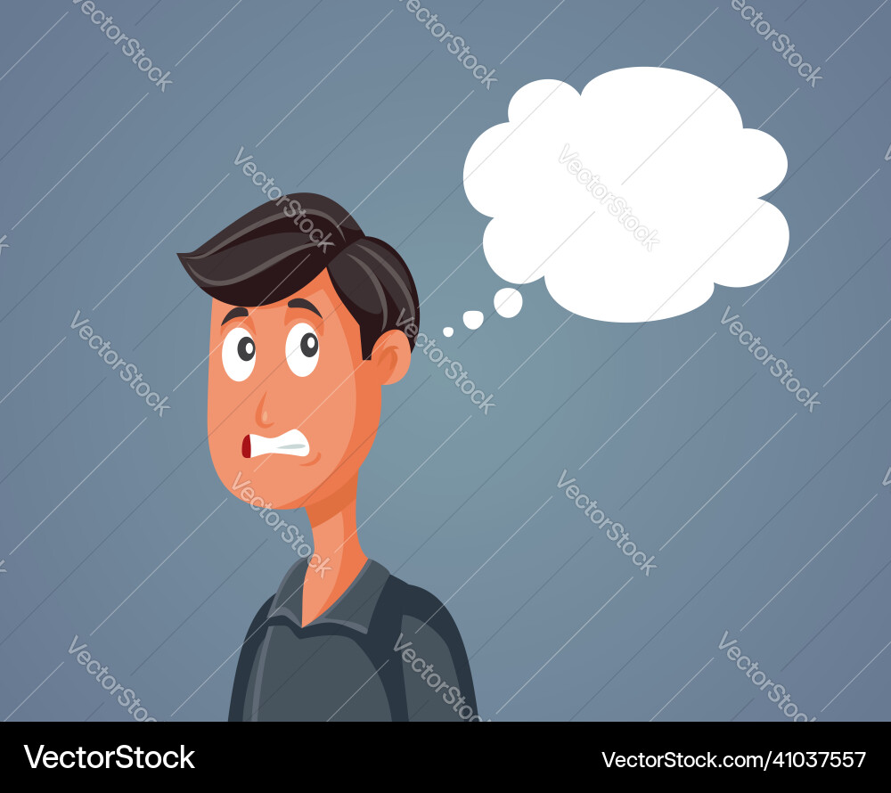 Insecure man thinking cartoon Royalty Free Vector Image